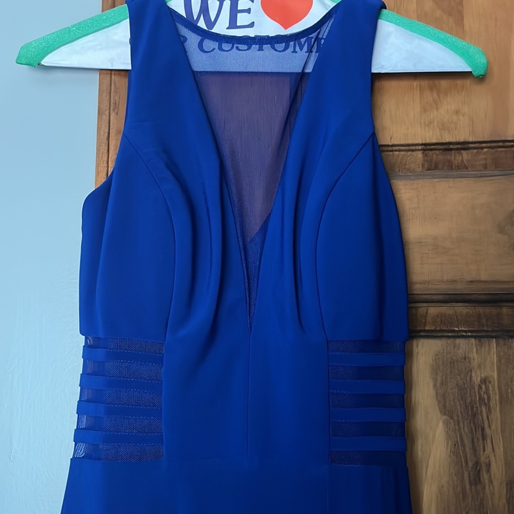 Royal Blue Gown With Mesh Ribbing And Chest Window - Gem